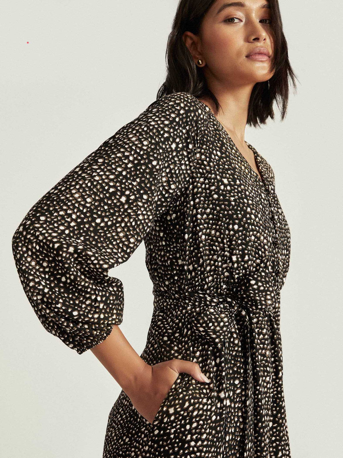 Buy Black Printed Cinched Dress for Women in India